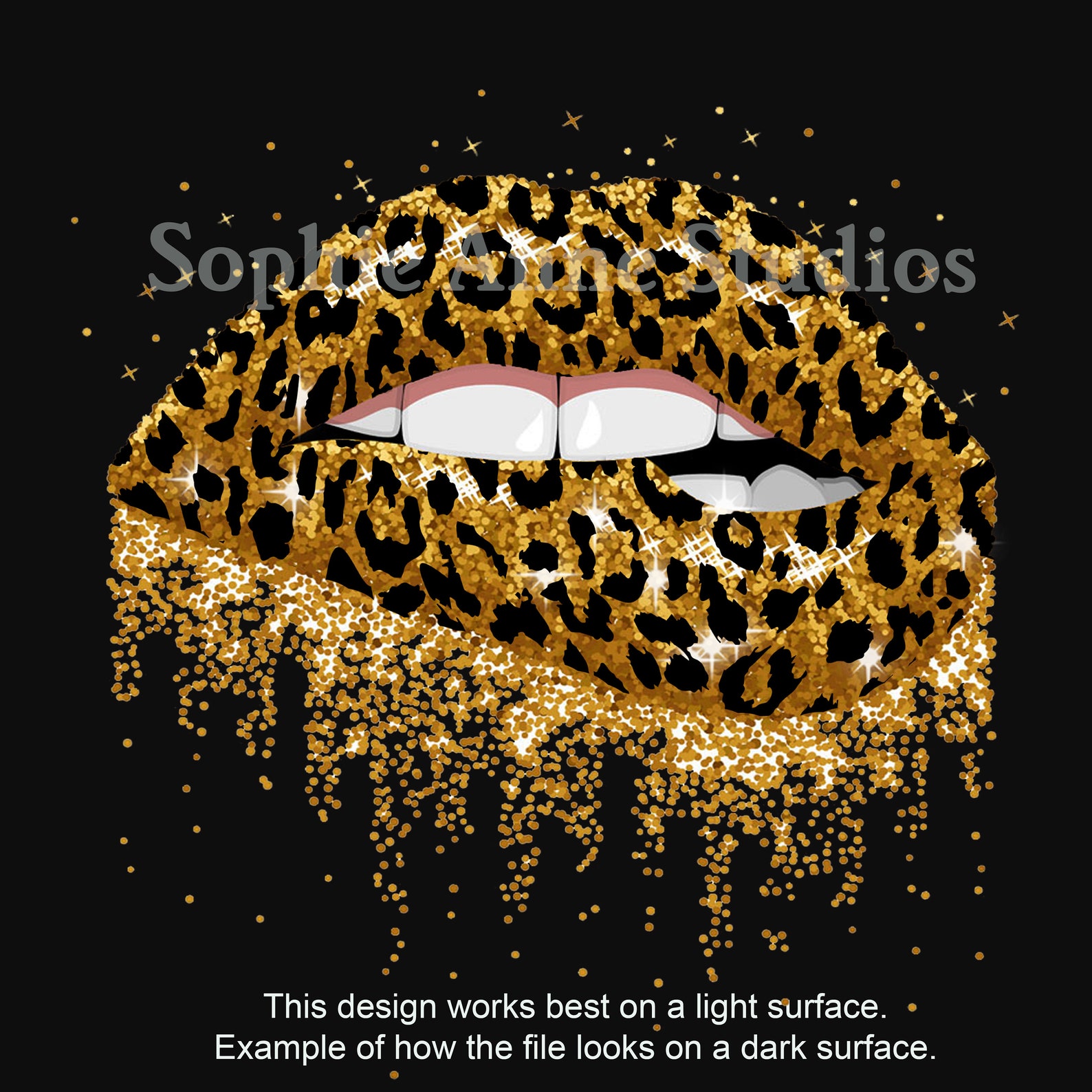 Gold Leopard Drip Lip Glitter Sparkle Download File - One PNG File - Etsy