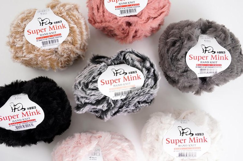 Super Mink Yarn, 80g, 20 Colors, Faux Fur Yarn, Puffy Yarn, Korean Yarn ...