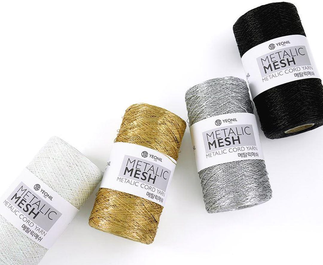 Metallic Mesh Cord Yarn – 250g | Shiny Metallic Yarn for Bags, Hats ...