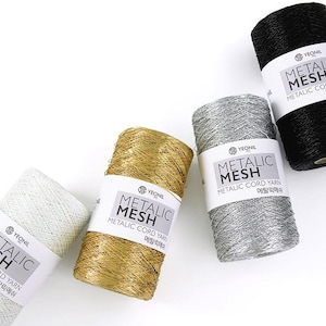 Metallic Mesh Cord Yarn – 250g | Shiny Metallic Yarn for Bags, Hats ...