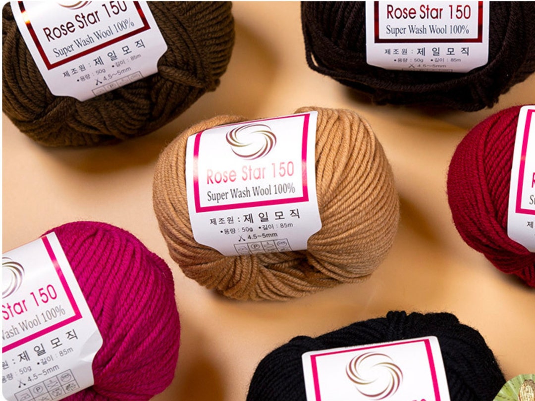 100% Super Washed Wool Yarn, 50g, 14 Colors, Korean Yarn, Wool Yarn ...