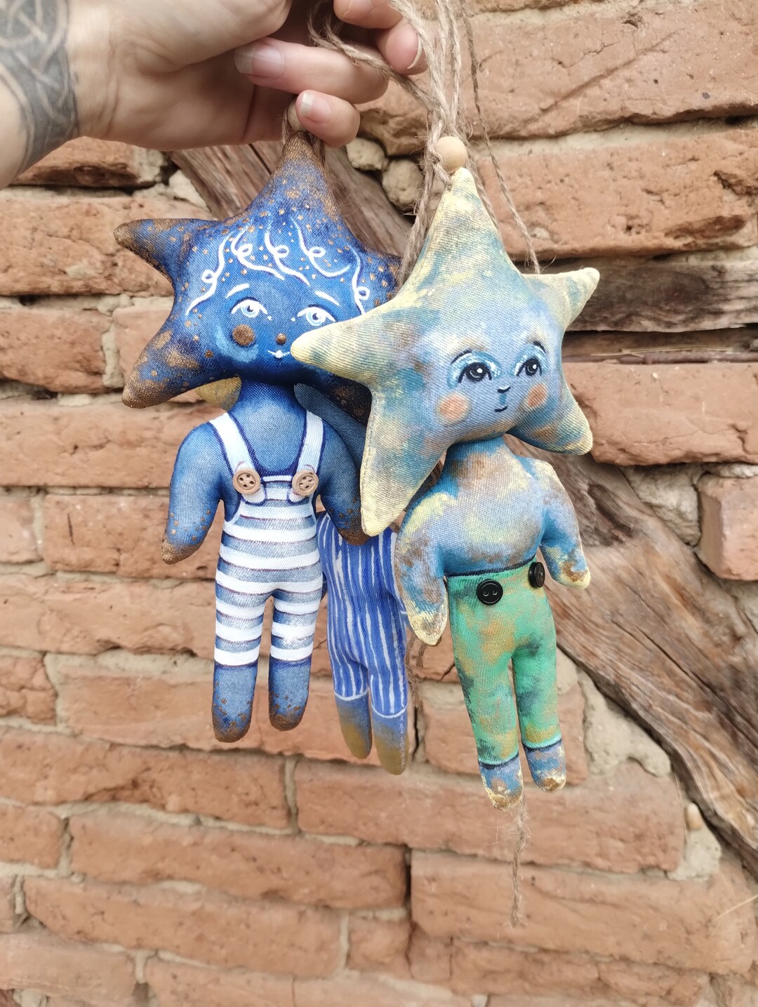 Handmade Textile Star Dolls,set of 3 Stars,celestial Art,handmade ...