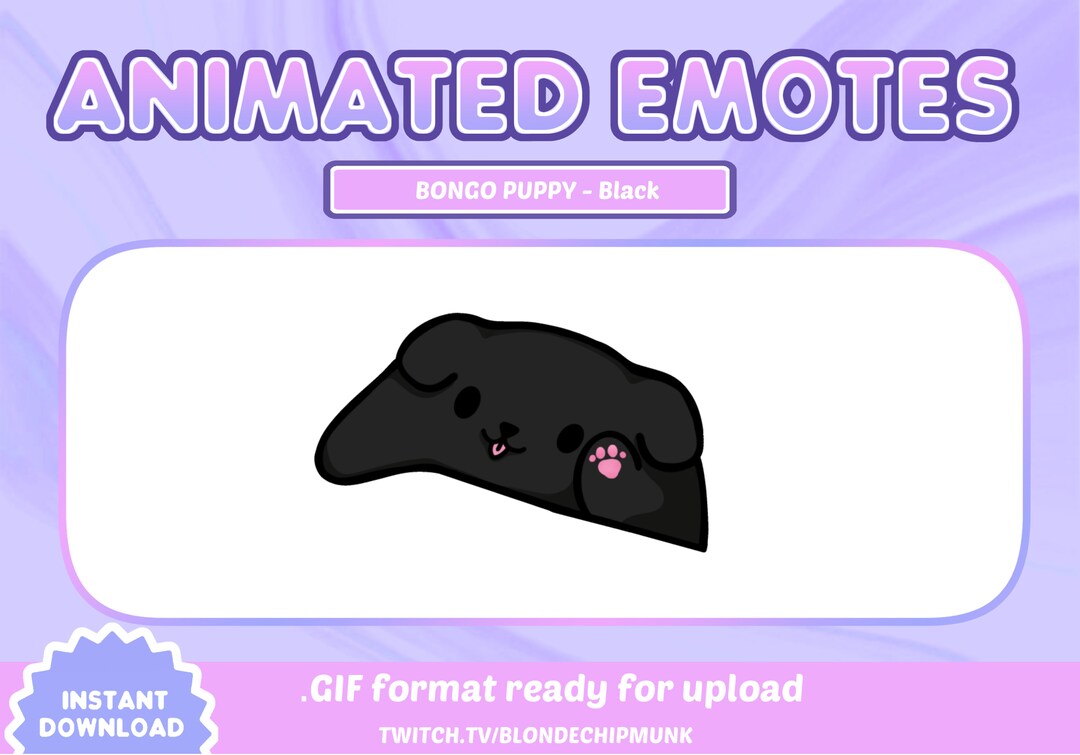 Black ANIMATED Bongo Puppy Emote Twitch Youtube Discord - Etsy