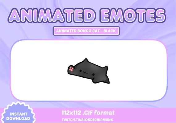Black Animated Bongo Cat Emote Twitch Youtube Discord Cute Etsy
