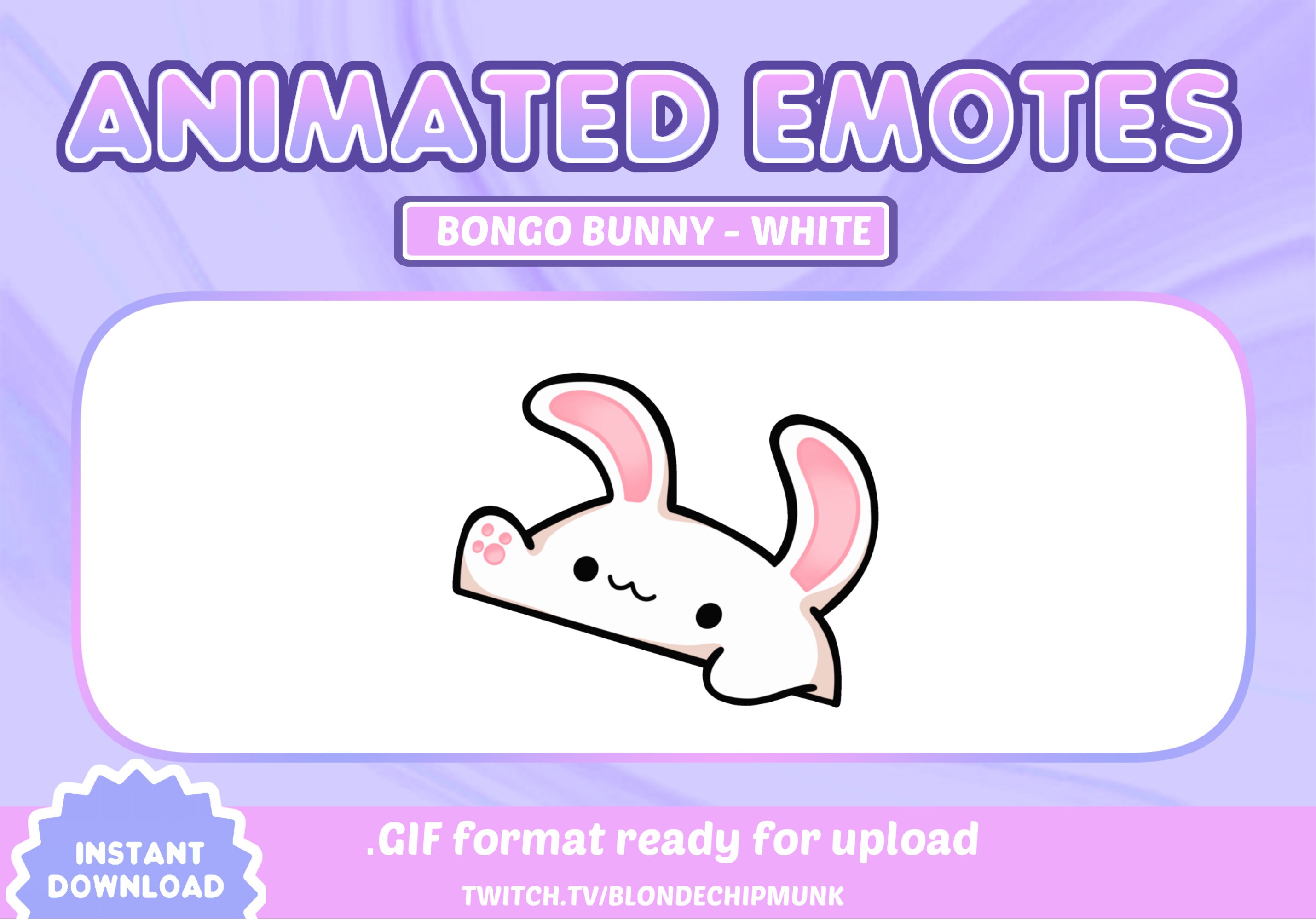 Blanco ANIMADO Bongo Bunny Rabbit Emote Twitch YouTube - Etsy México