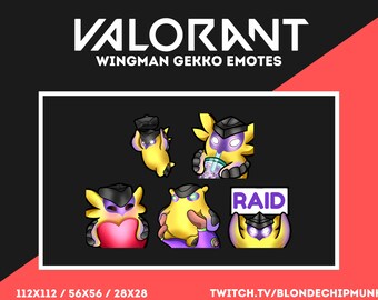 Valorant Wingman Gekko Emotes for Twitch, Discord, Youtube Heart, Held ...