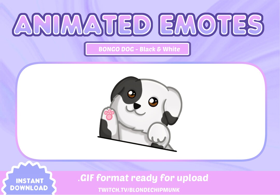 Black and White ANIMATED Bongo Dog Emote Twitch Youtube - Etsy