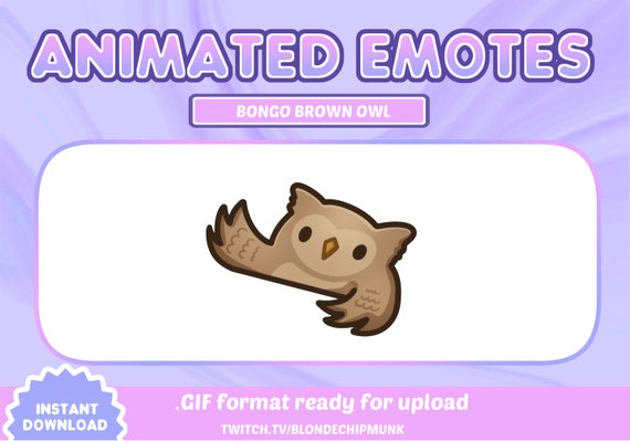 Brown ANIMATED Bongo Owl Emote Twitch Youtube Discord Cute - Etsy