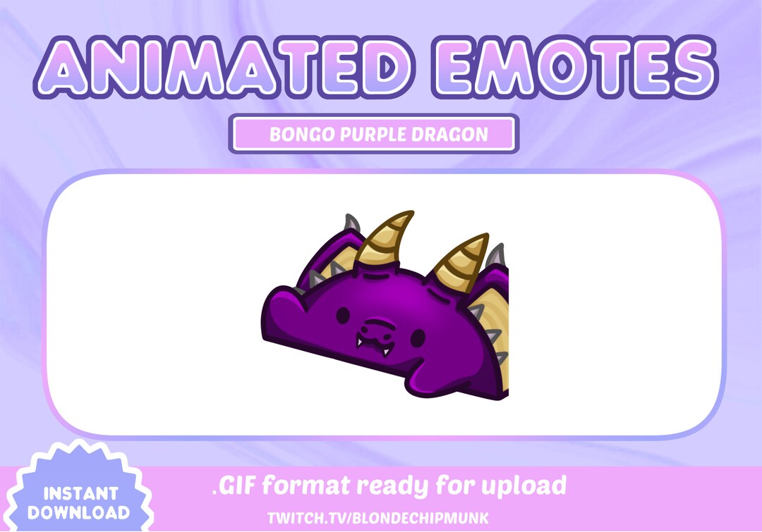 Purple ANIMATED Bongo Dragon Bongo Cat Emote Twitch Youtube Discord ...