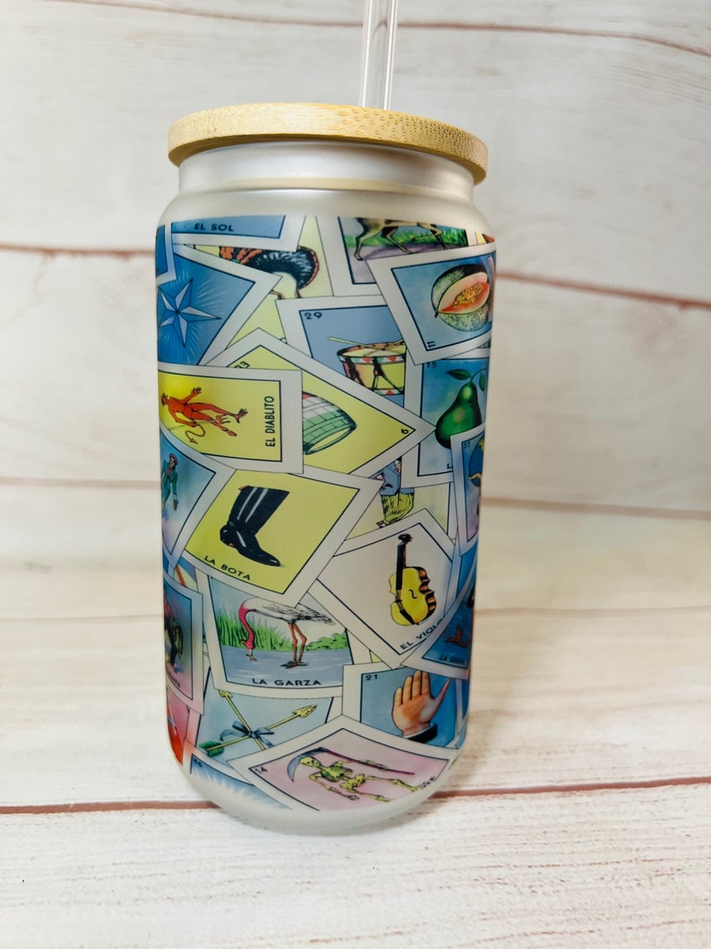 Loteria Glass Can - Etsy