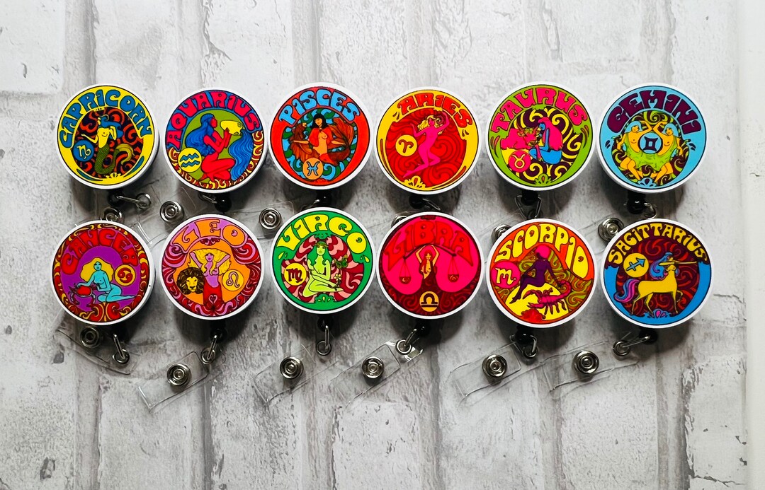 Zodiac Sign Badge Reel: Retractable ID Holder - Etsy