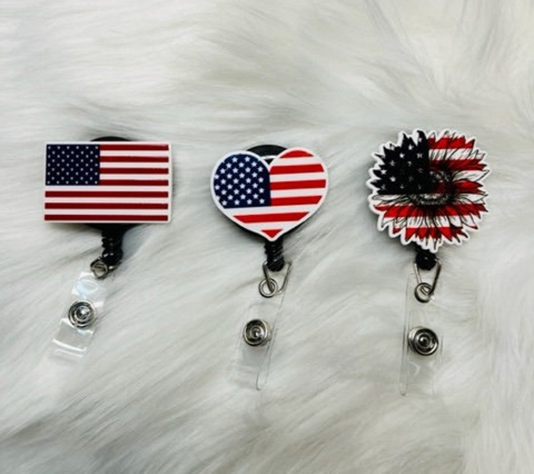 American Flag, Flag Retractable Badge Reel - Etsy