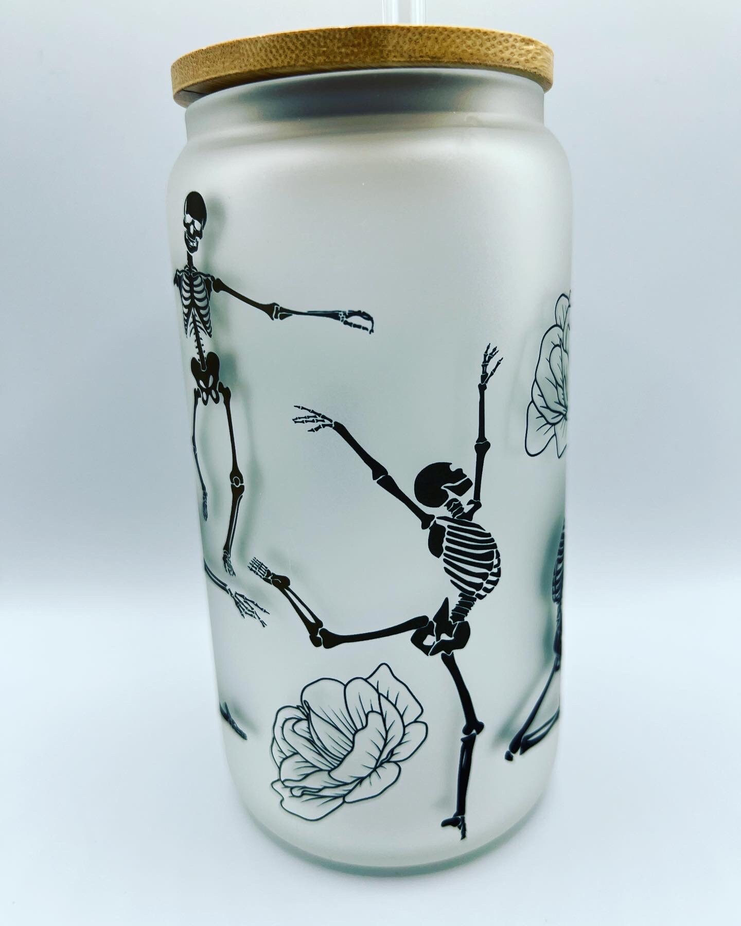 Dancing Skeleton Glass Can Libbey Glass - Etsy