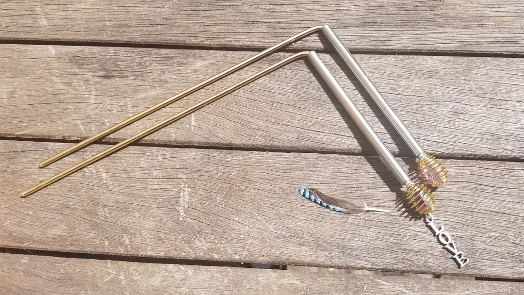 Elegant Angel Love Bronze Dowsing (divining) Rods With Amethyst Crystal ...