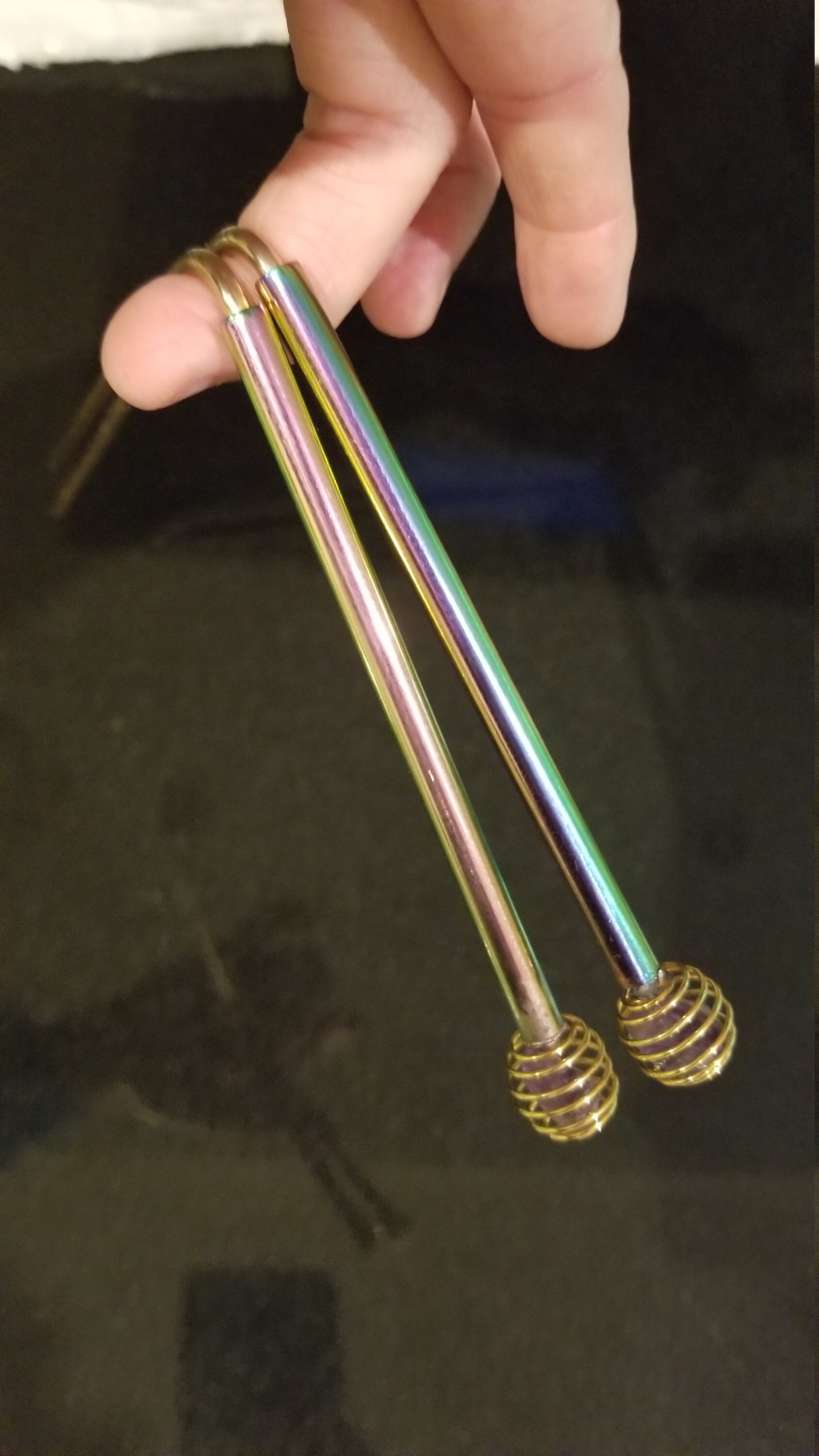 Magnificent Rainbow and Amethyst Bronze Dowsing Rods With Sample Cage ...