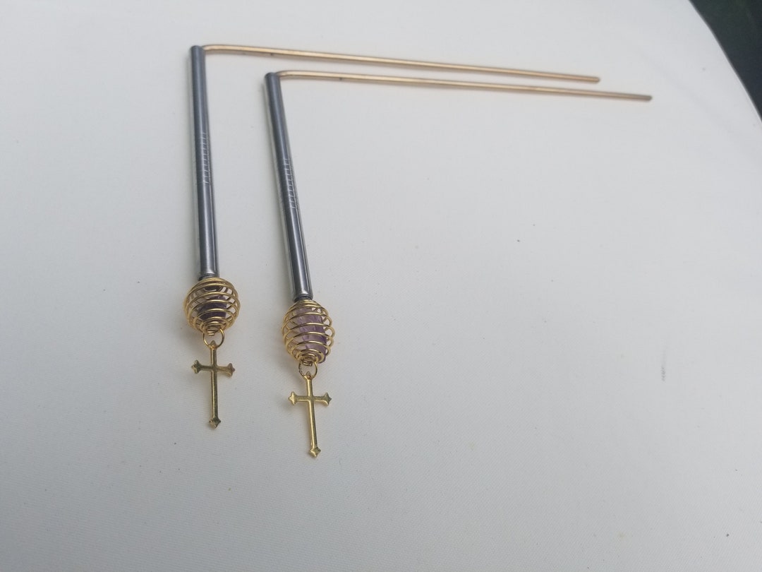 Glorious Faith Rods. Bronze Dowsing Rods With Amethyts and Sample Cages ...