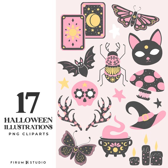 Pastel Goth Clipart Cute Halloween PNG Digital Download - Etsy