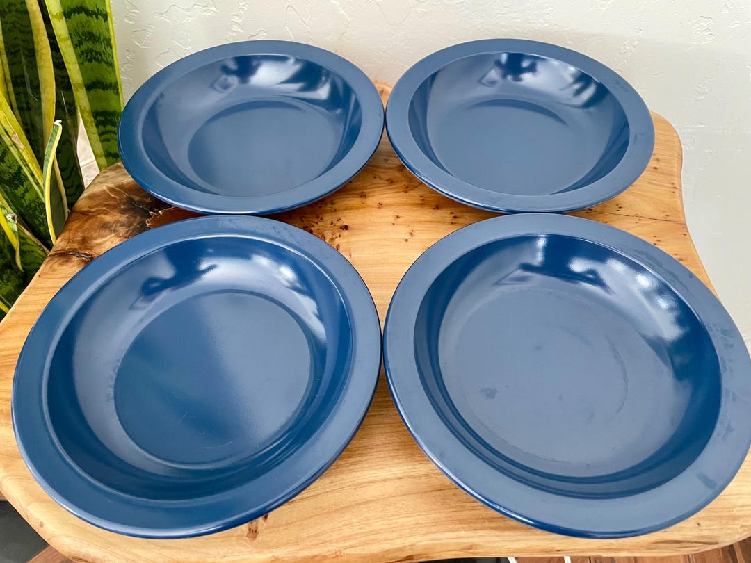4 Vintage Blue Dallas Ware 7.5 Inch Bowls~ Soup~ Salad~ Cereal~ Dessert ...