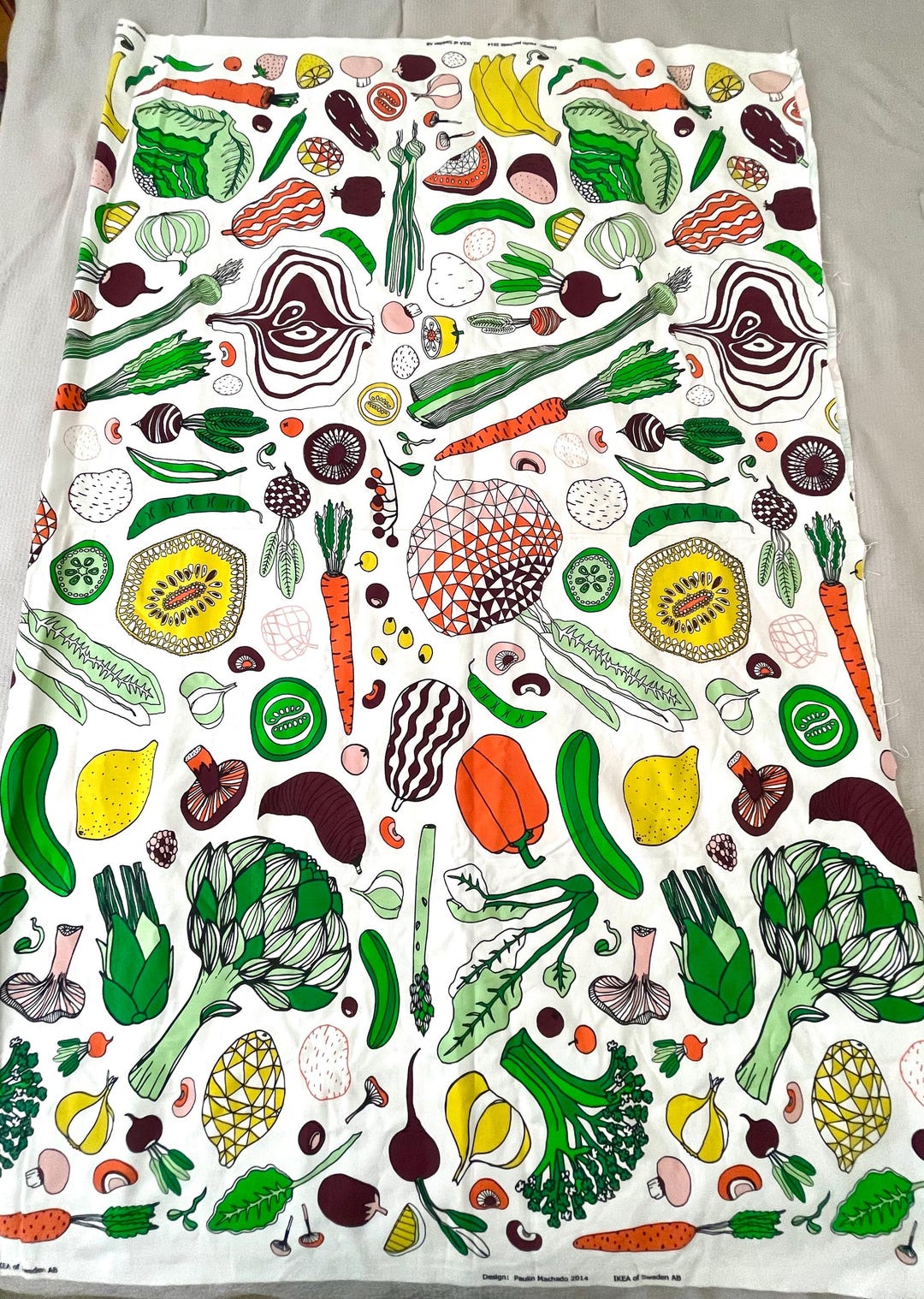 IKEA Sweden Paulin Machado Vegetable~fruit Vibrant Fabric~ 78 in X 59 ...