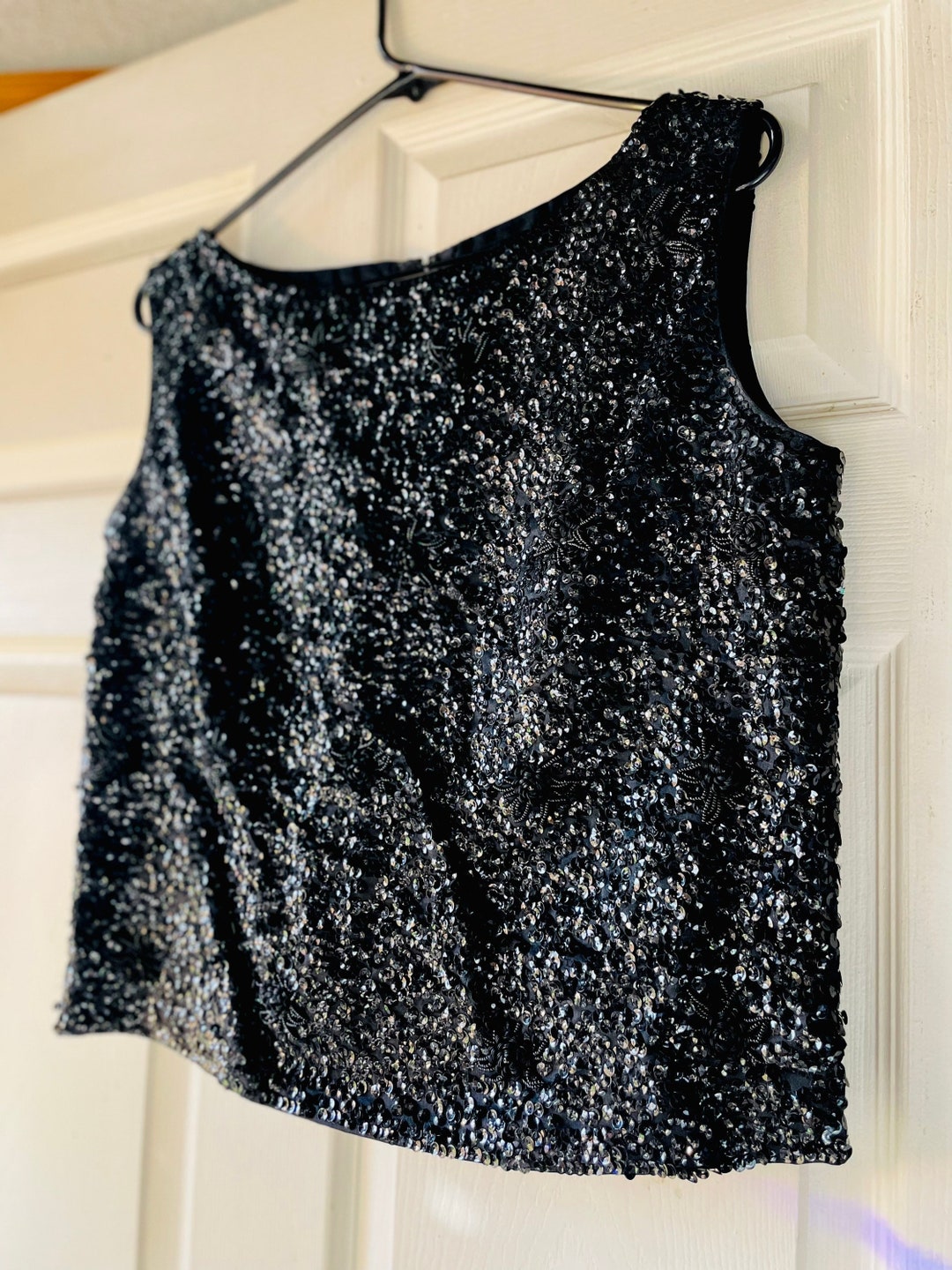 Vintage Original Fook Weng Mansion Black Sequin and Floral Beading Glam ...