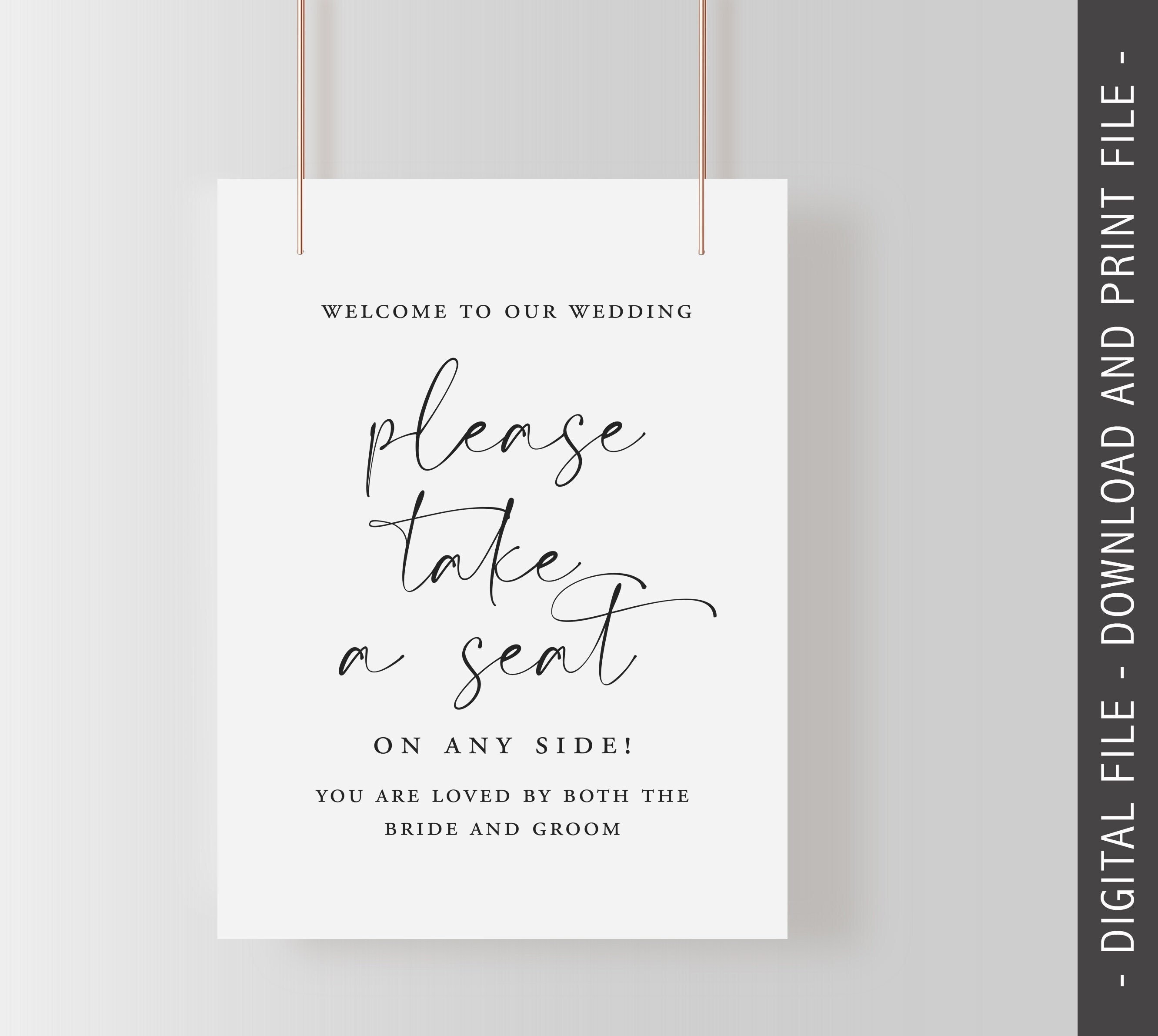 A4 Please Take A Seat Sign | A4 Wedding Sign | Take a Seat | Pick a ...