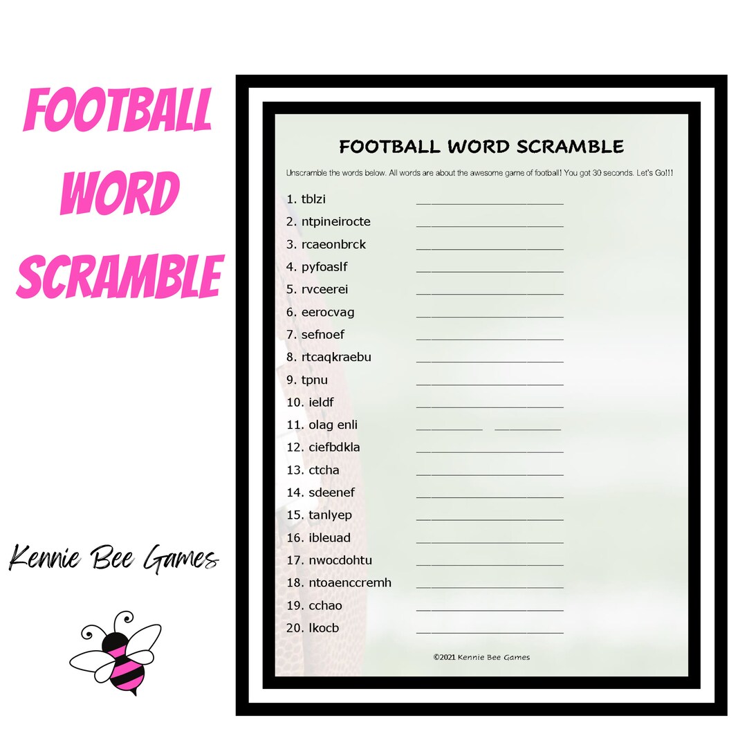 Football Word Scramble Party Game - Etsy