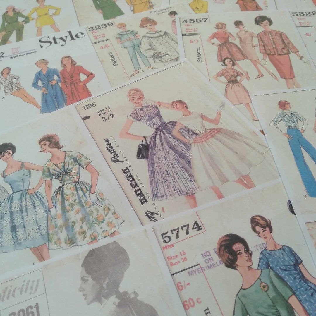 Vintage Pattern Printouts for Paper Craft, Bundles of 7 Pages, 1950s to ...
