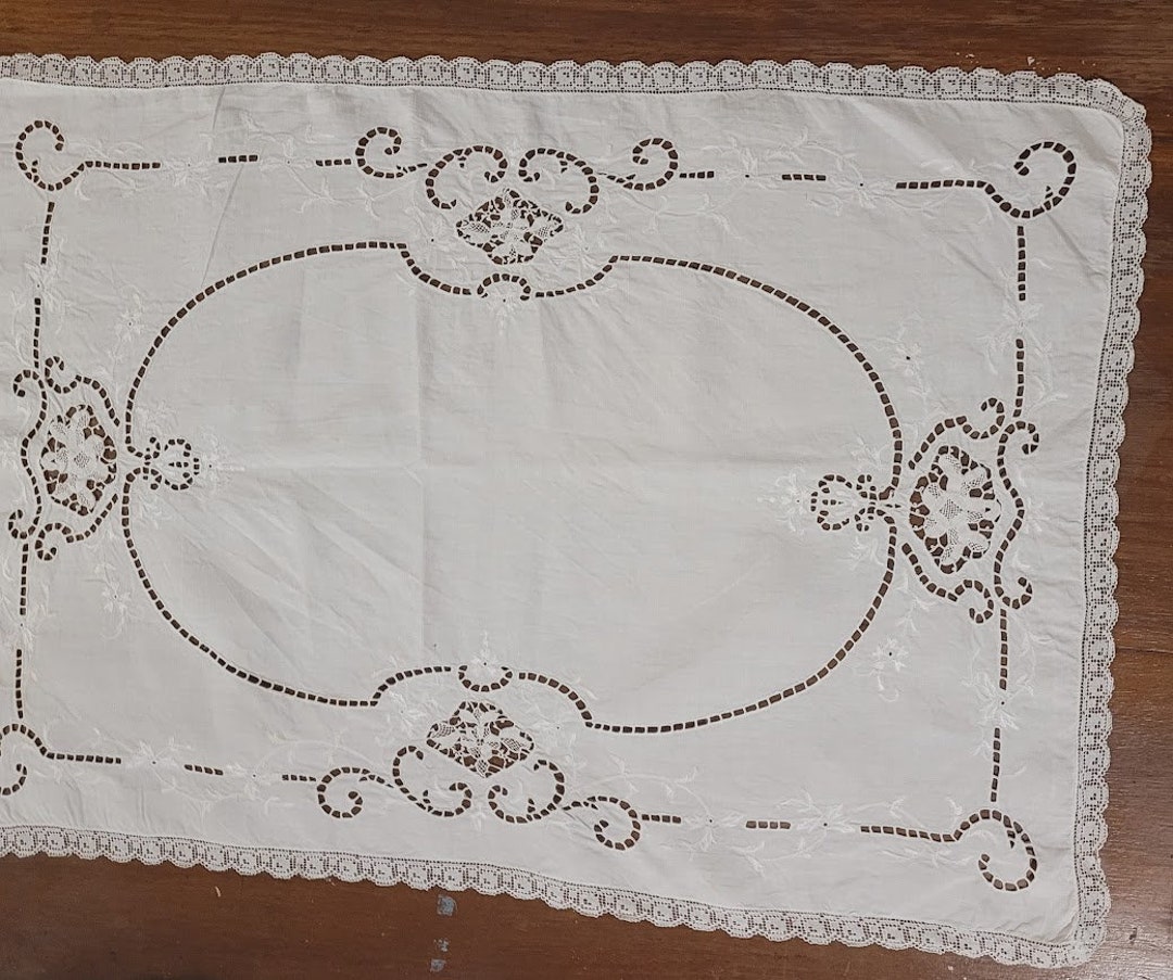 Vintage Embroidered Tray Cloth - Etsy
