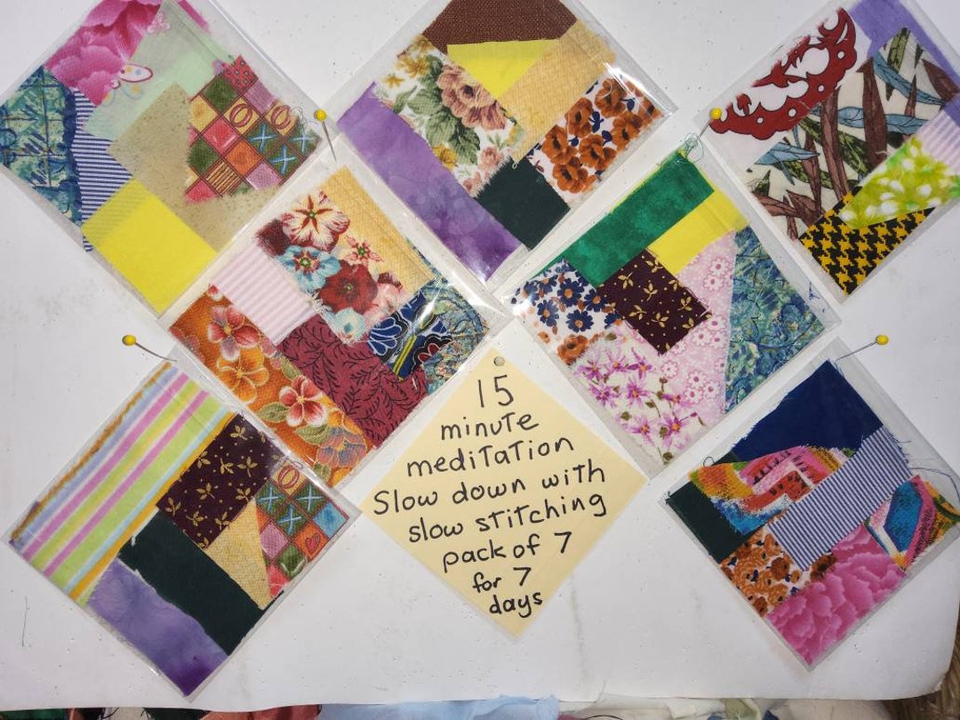 7 X 15 Minute Meditation Slow Stitch Kits, Slow Down With Meditative ...