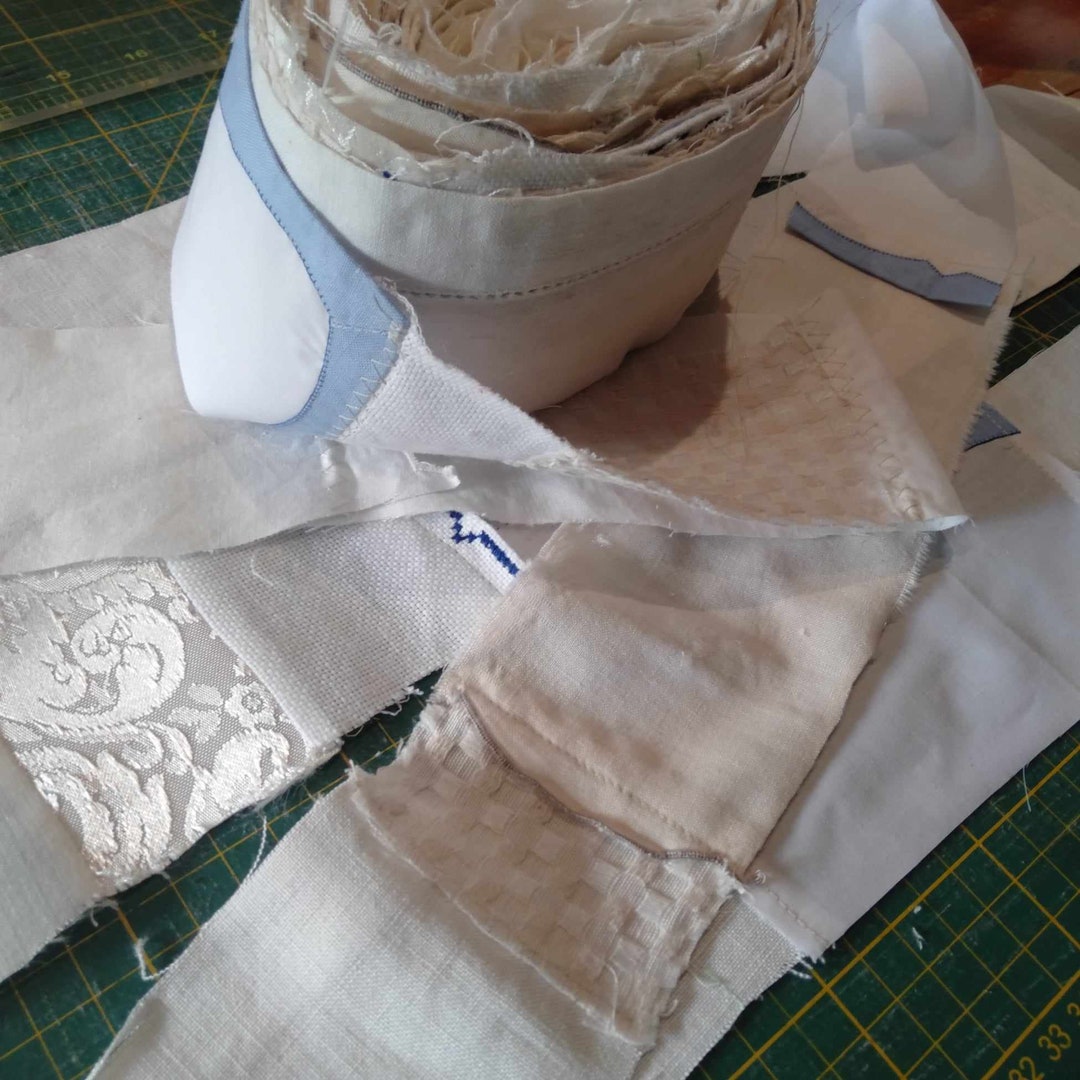 Bobbin Roll Fabrics Ready to Embroider, 8cm X 1m, Vintage Linen Scraps ...