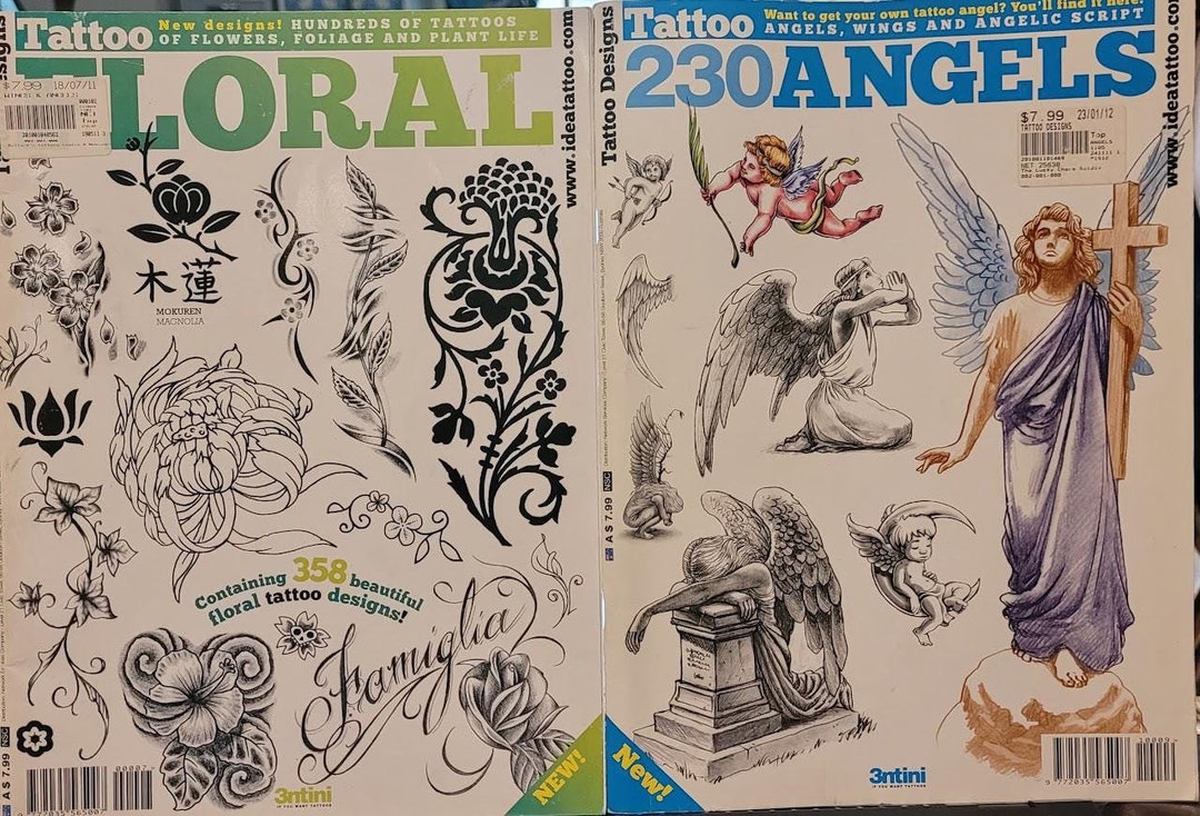 Tattoo Designs, 2 X Magazines Angels, Florals 66 Pages Each With Loads ...