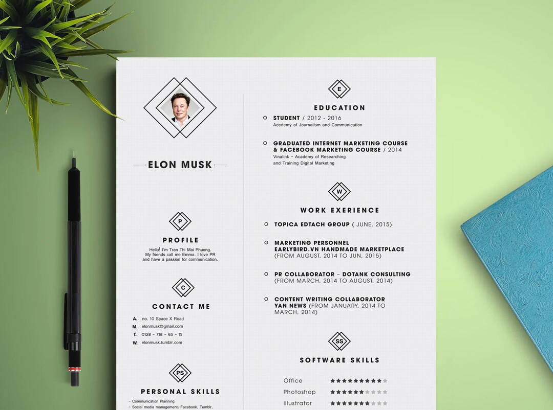 Resume Photoshop | CV Template PSD | Cv Photopea | CV Template Modern ...