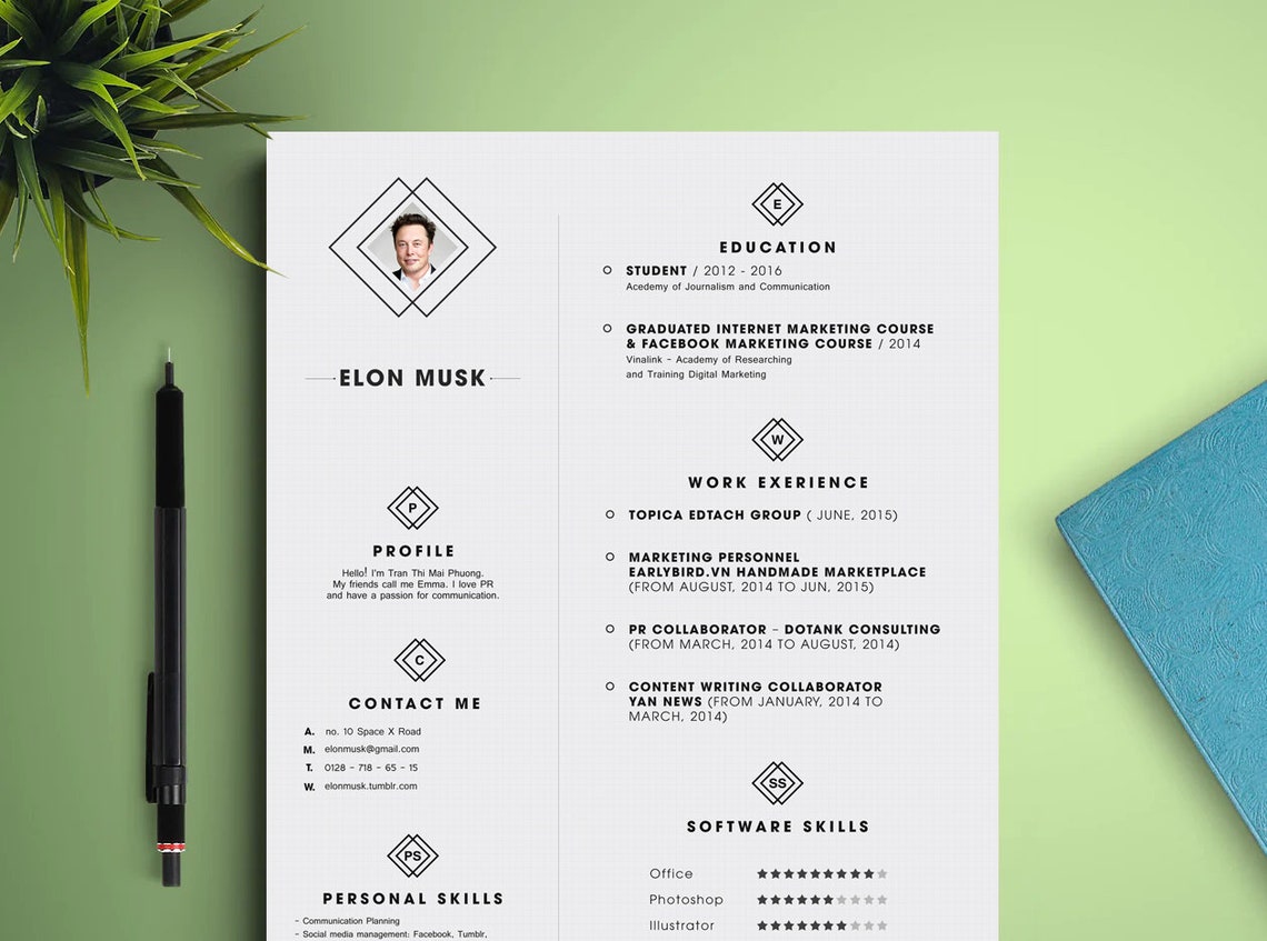 Resume Photoshop CV Template PSD Cv Photopea CV Template Modern Cv ...