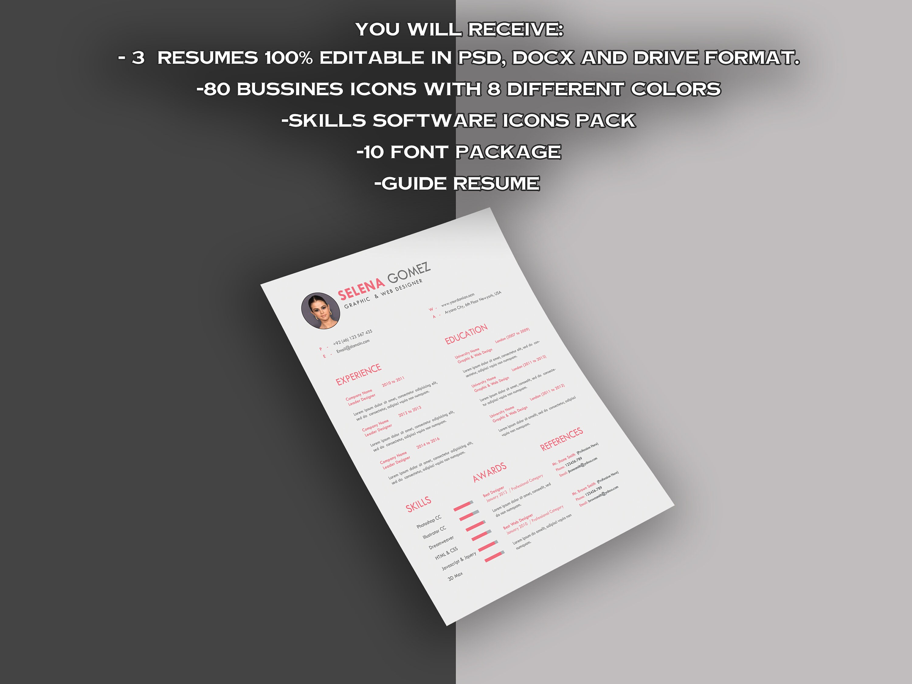 Resume Google Doc CV Template PSD Cv Microsoft Word CV Template Modern ...