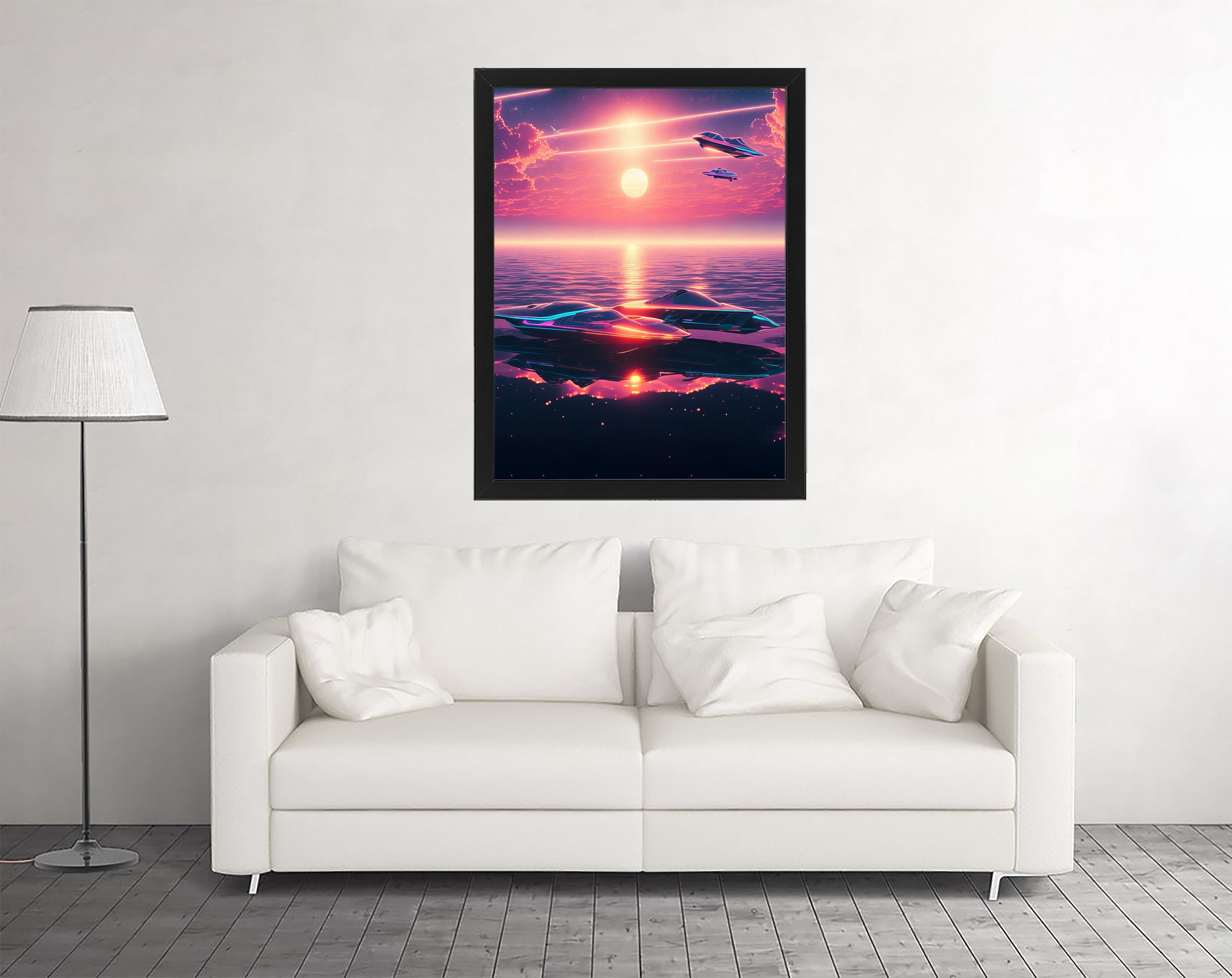Synthwave Retro Futuristic Spaceship Wall Art Print Poster - Etsy