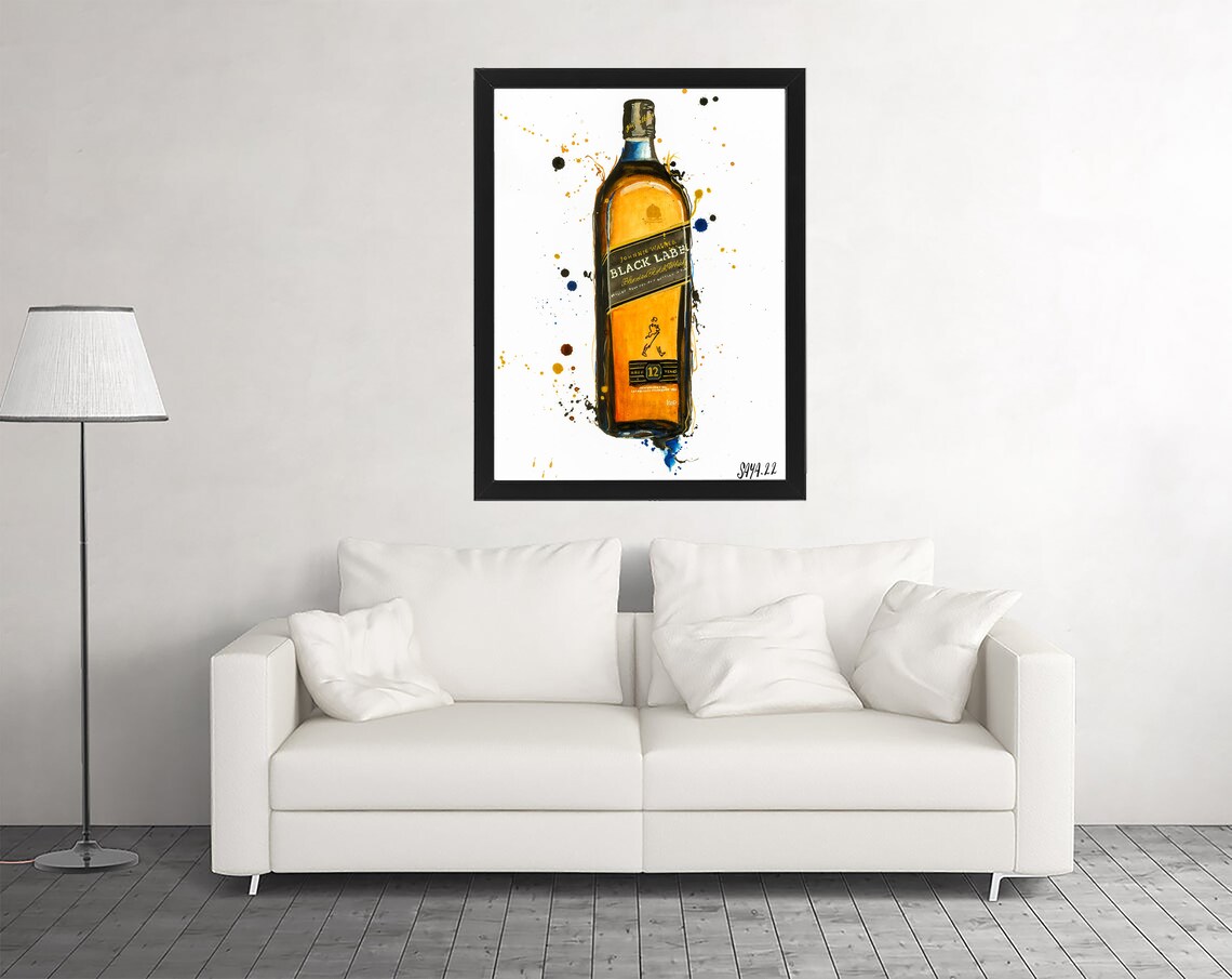 Johnnie Walker Black Label Aquarelle Wall Art Print Poster - Etsy