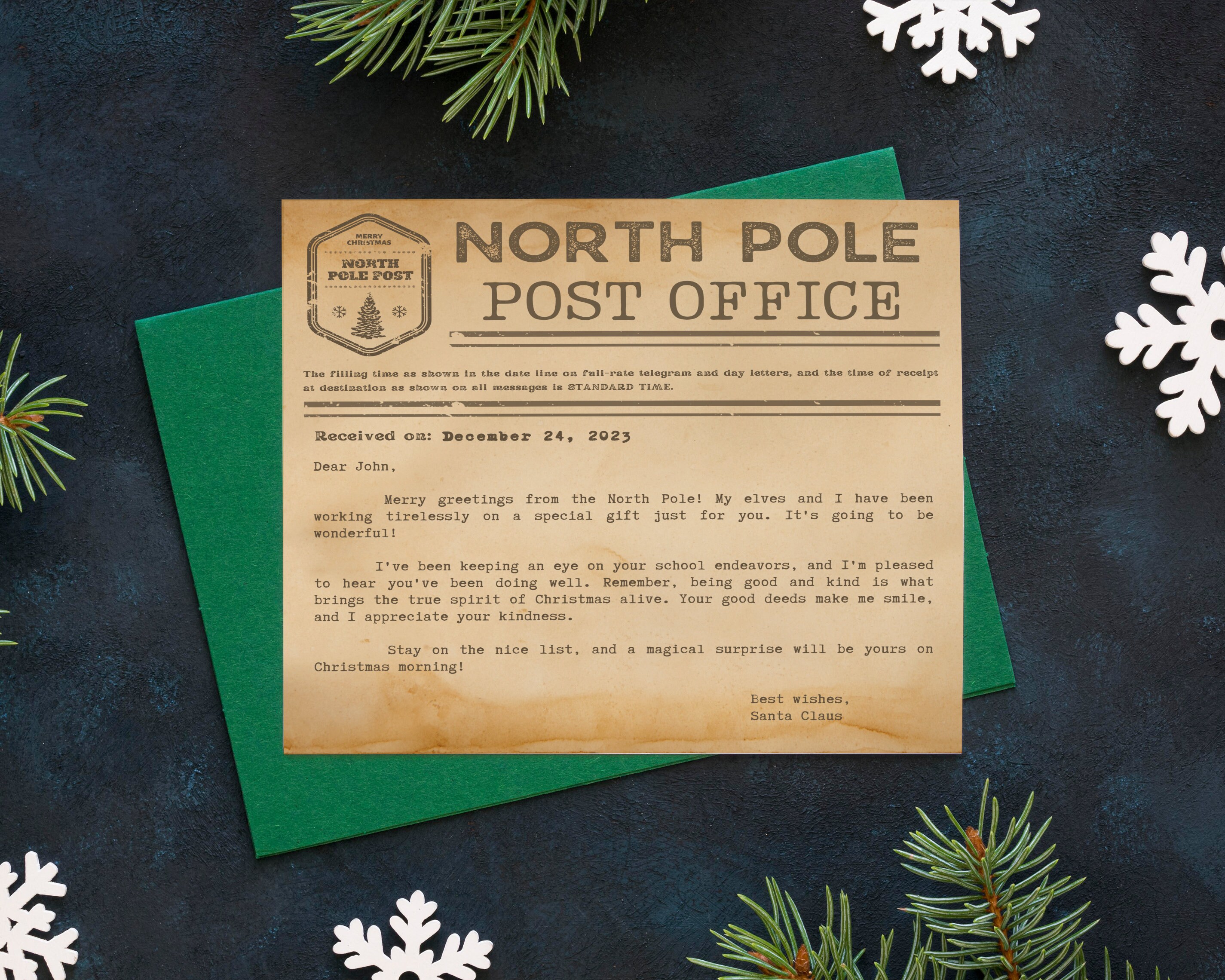 Vintage Telegram Letter From Santa Telegram Letter From Santa ...