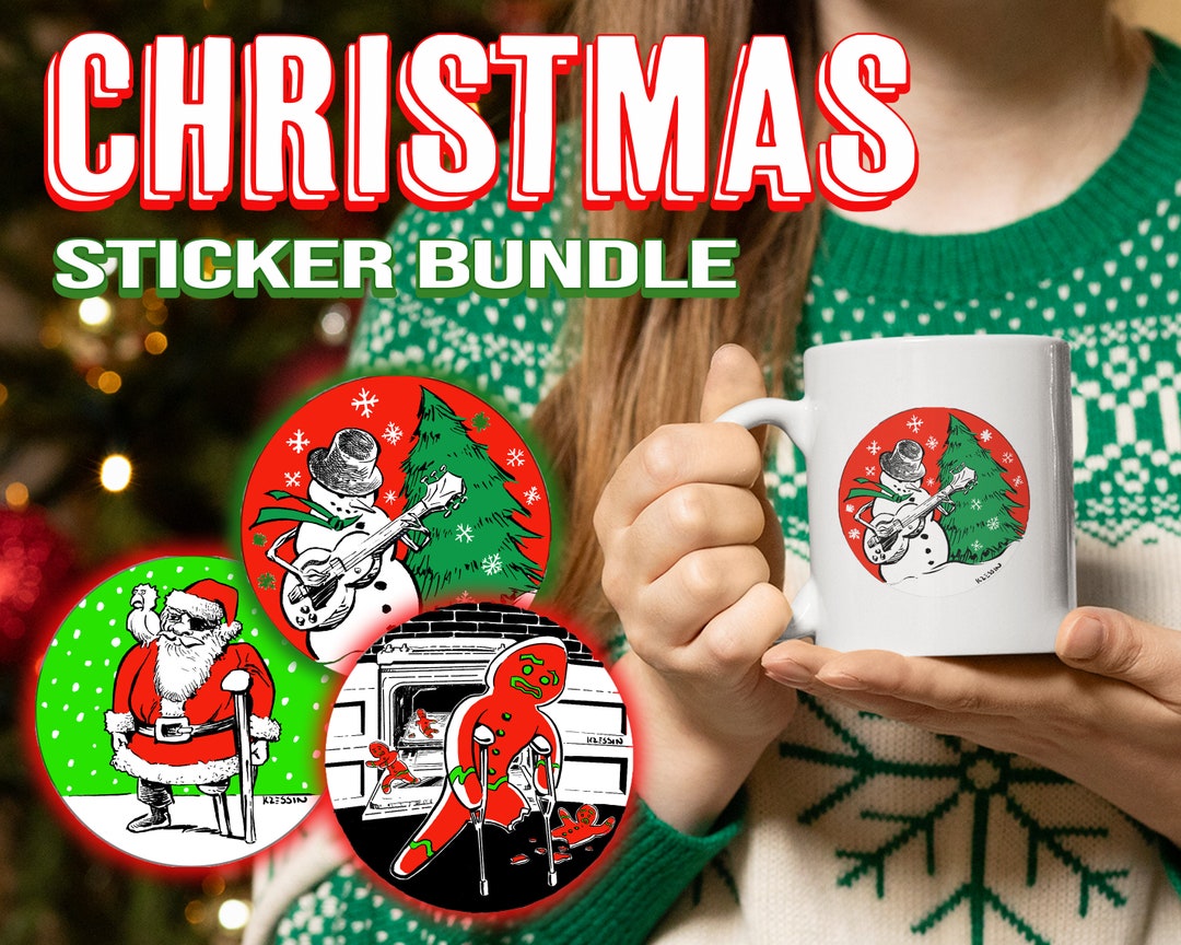Triple Christmas Sticker Pack, Holiday Sticker Pack, Original ...