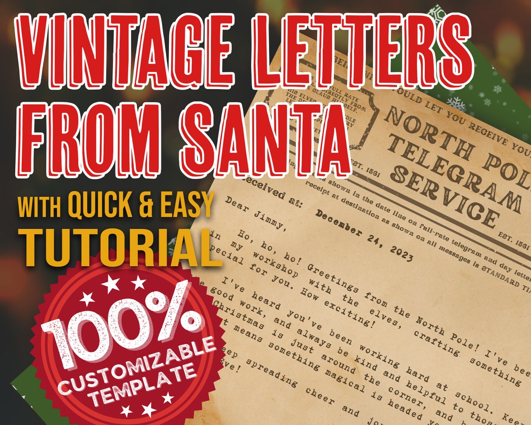 Retro Santa Telegram Letter Vintage Telegram Letter From Santa ...