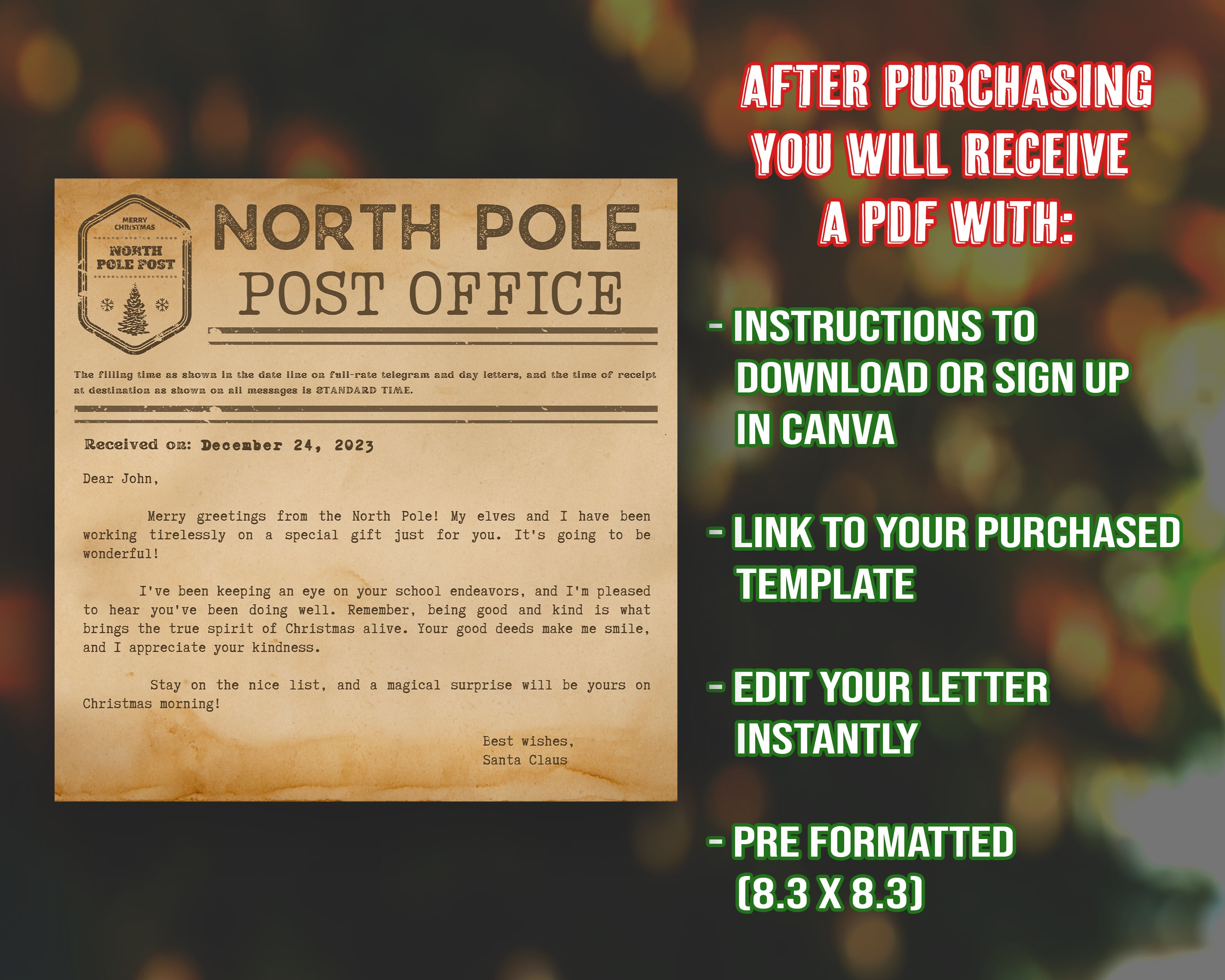 Vintage Telegram Letter From Santa Telegram Letter From Santa ...