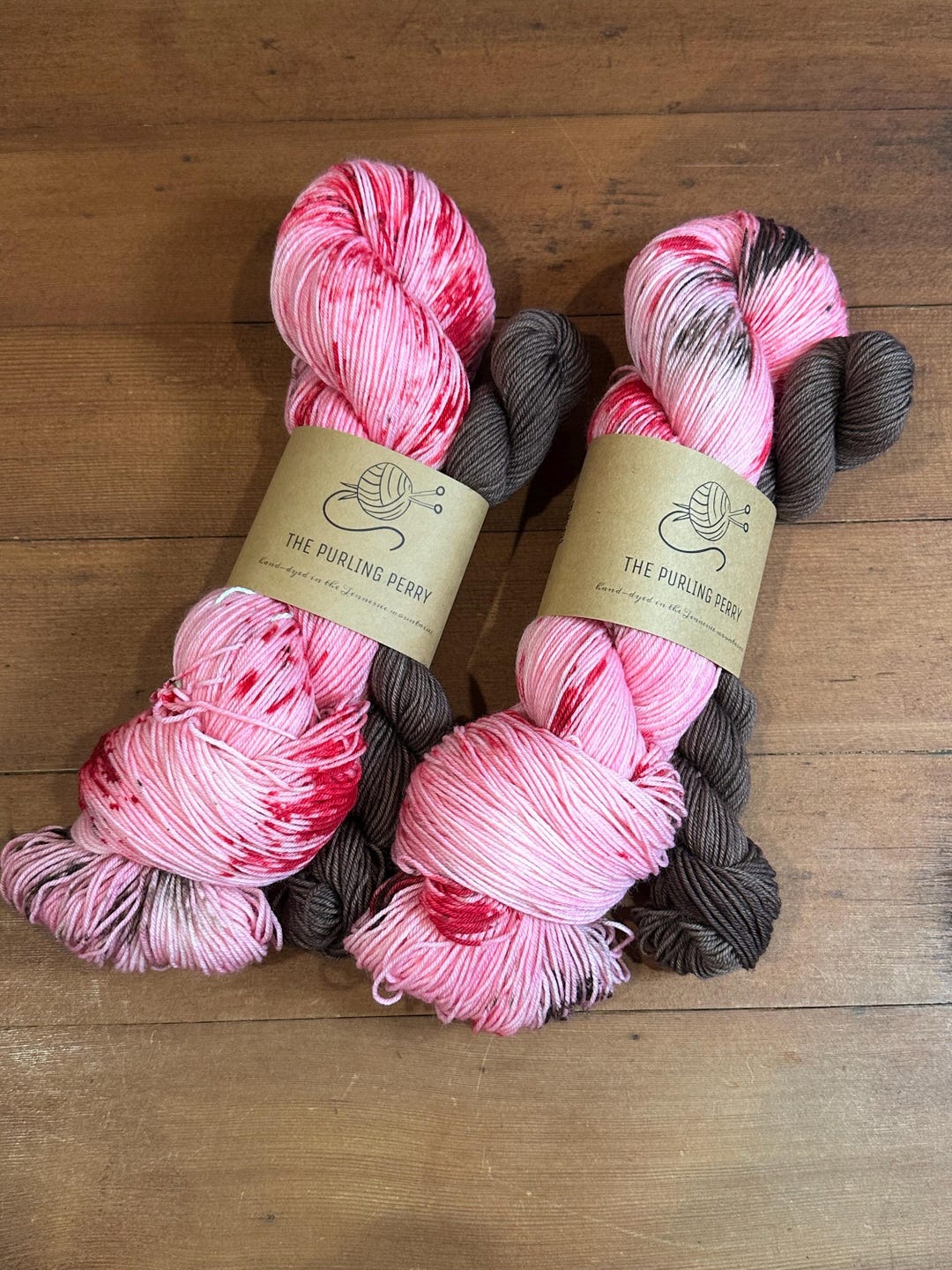 Chocolate Covered Strawberry Hand Dyed Yarn Sock Set, Fingering Weight ...