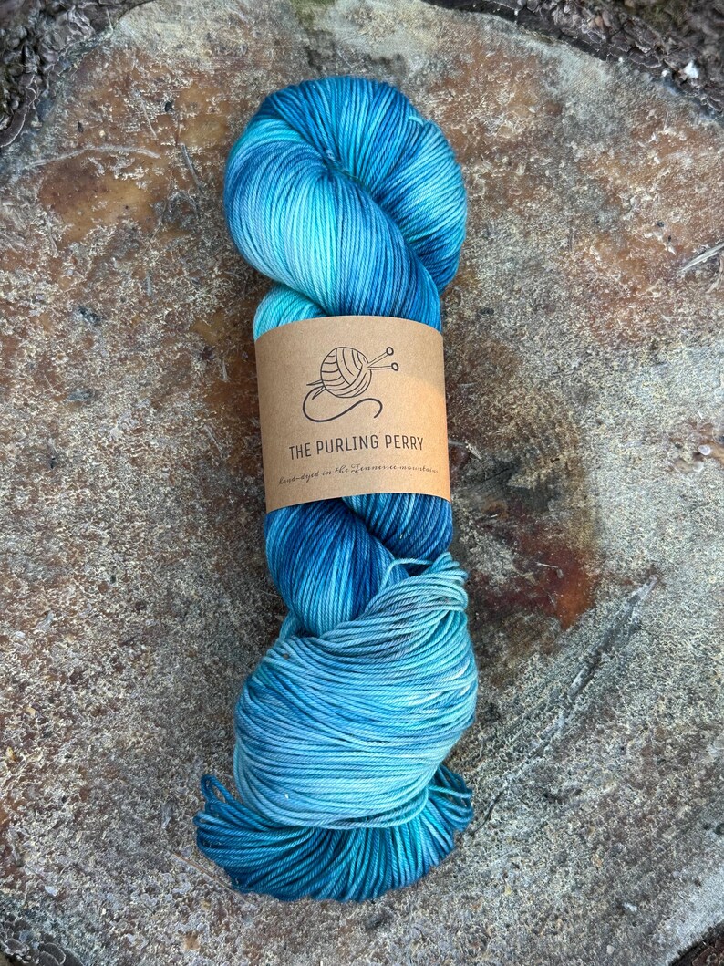 Smoky Mountain Skies, Hand Dyed Fingering Sock Yarn, Blue Gray Teal - Etsy