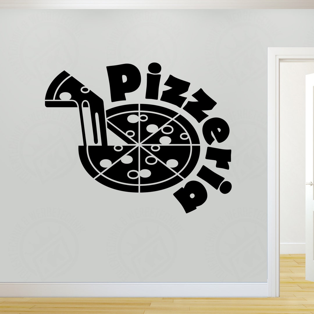 Wall Decal Pizza Pizzeria Wall Motif Monochrome Decoration Door Tattoo ...