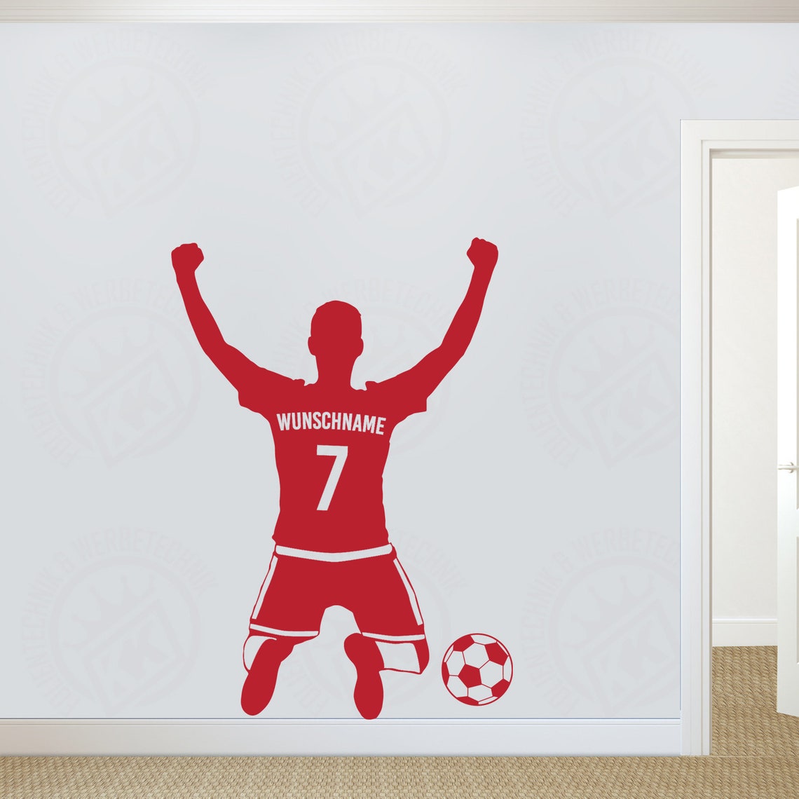 Wall Decal Footballer Cheer With Wish Text and Wish Number Sports ...