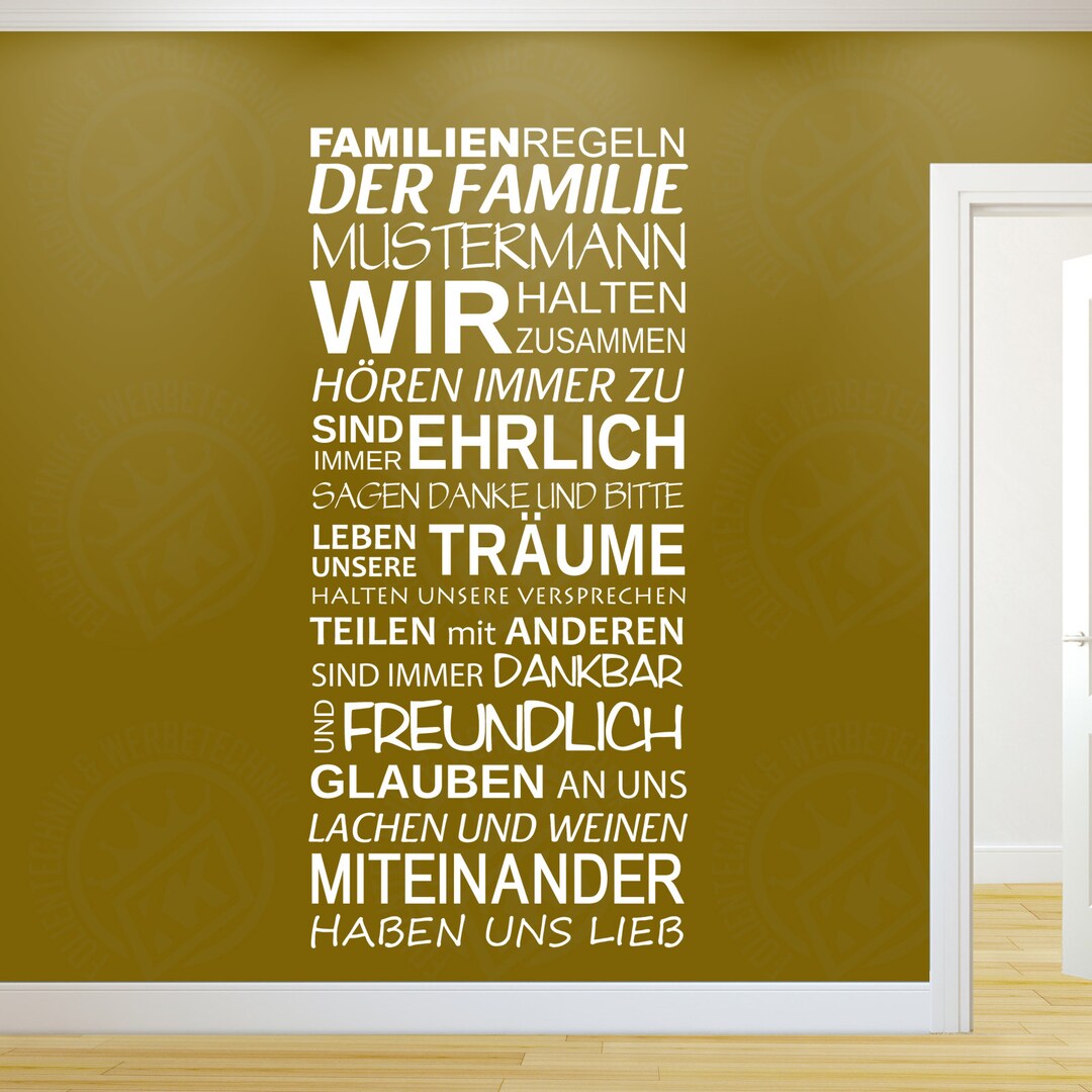 Wall Decal Family Rules + Desired Name Wall Banner Decoration Rules ...