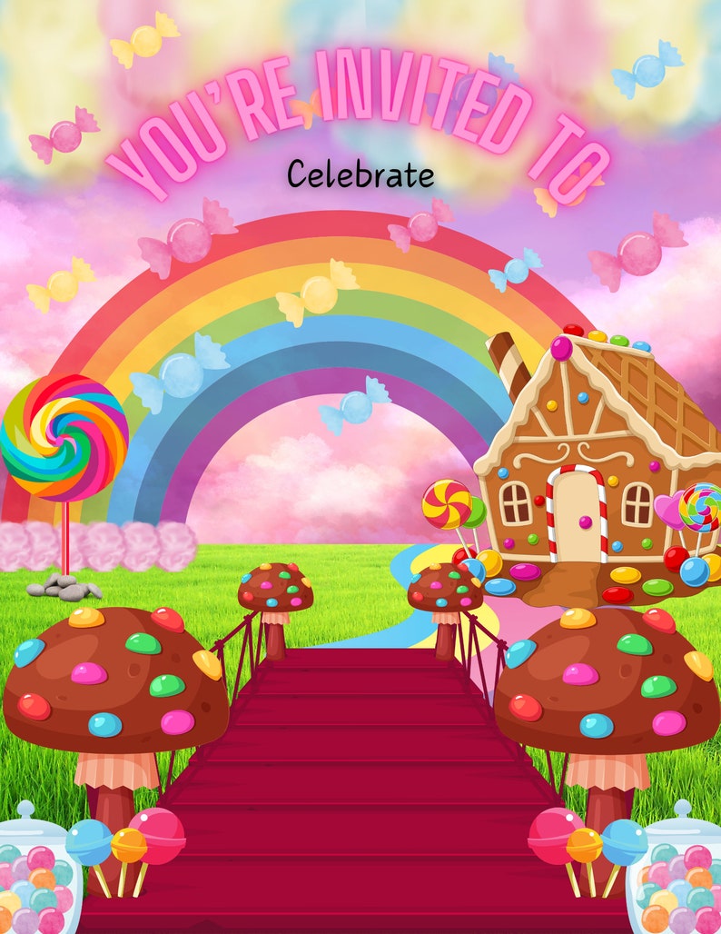 Candy Themed Birthday Invite - Etsy