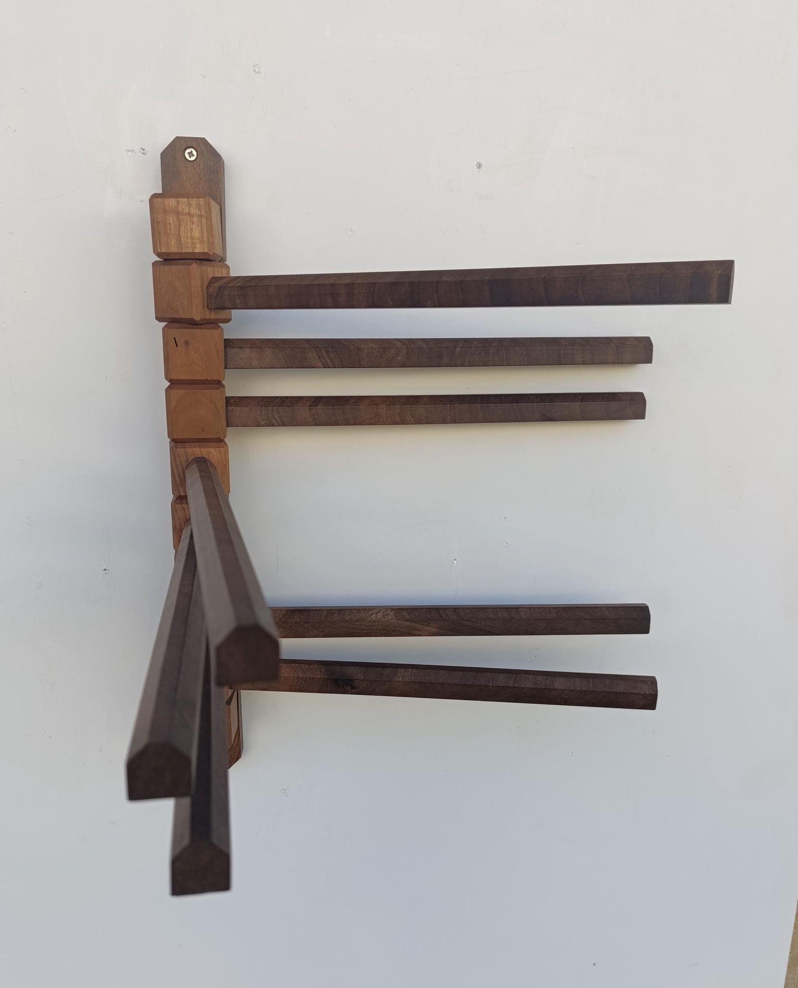 Wall Mounted Walnut Trouser Rack: Rotating Clothes Hanger. Foldable ...