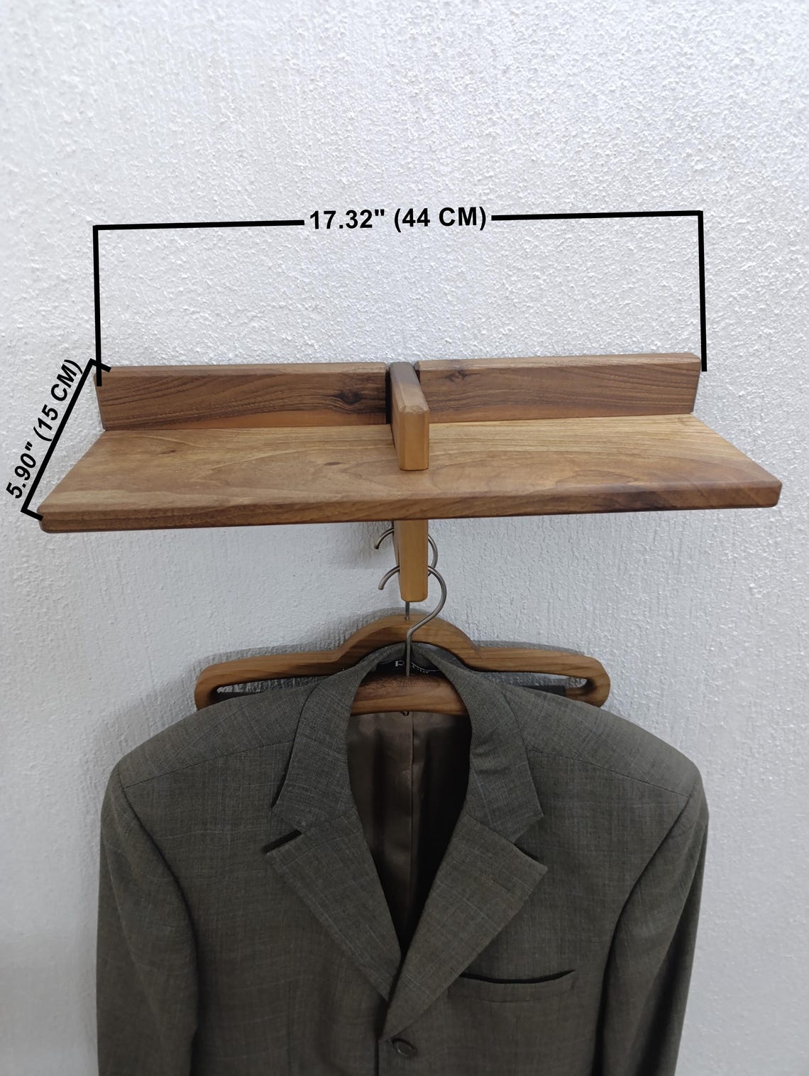 Solid Walnut Wood Wall Mount Valet Shelf & Coat Hanger - Etsy