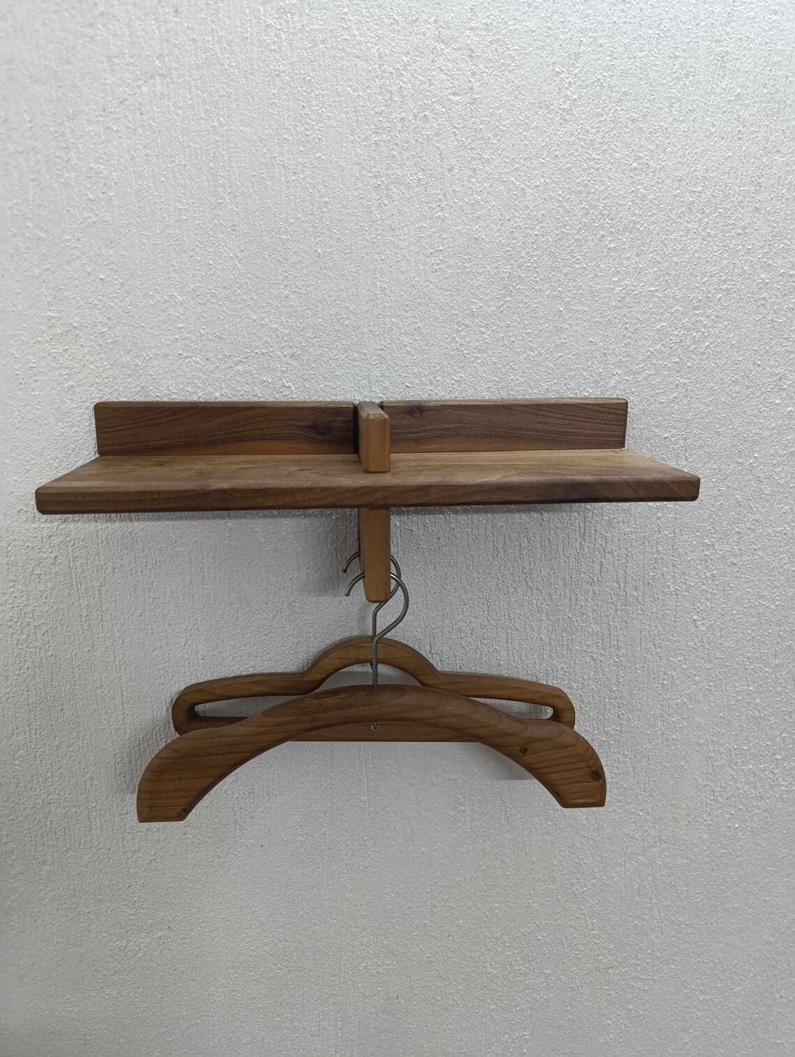 Solid Walnut Wood Wall Mount Valet Shelf & Coat Hanger - Etsy
