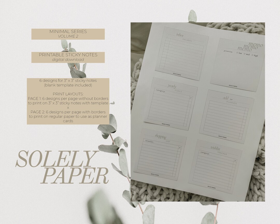 Minimal Sticky Notes Vol 2 - PRINTABLE - Etsy